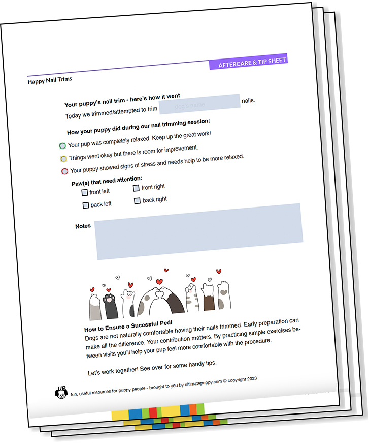 Happy Nail Trim Aftercare Handout • Ultimate Puppy : Ultimate Puppy